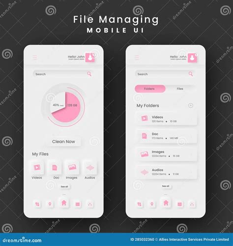 File Managing Mobile App UI Kits Stock Illustration Illustration Of