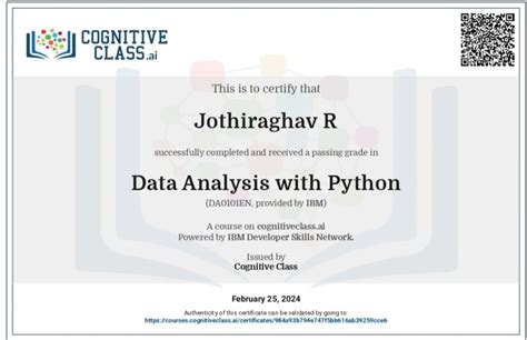 Jothiraghav R On Linkedin Dataanalysis Python Continuouslearning Achievement Selfdevelopment