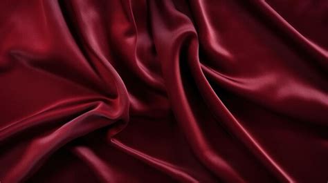 Premium Ai Image Luxurious Ruby Red Satin Or Velvet Fabric With Smooth Waves Premium