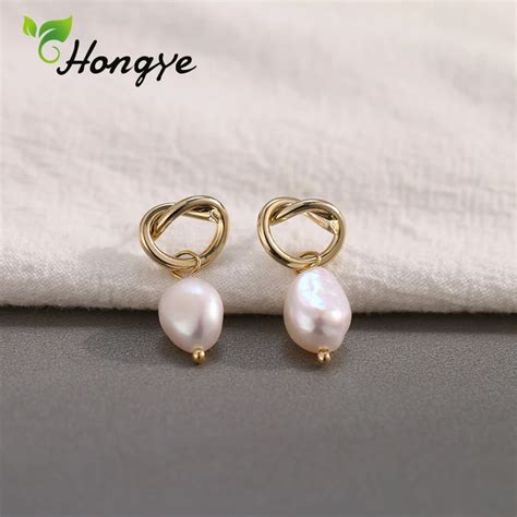 Новое поступление из натурального барочного жемчуга висячие серьги с простым дизайном