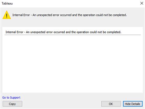 Got Internal Error An Unexpected Error Occurred And The Operation