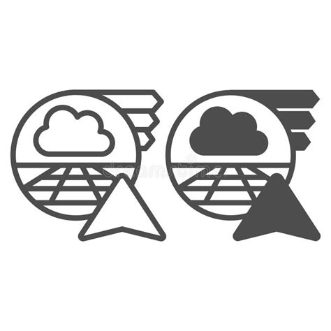 Cloud Bubble With Navigation Cursor Line And Solid Icon Neural Network Concept Vector Graphics