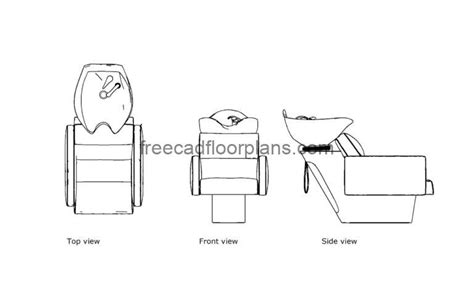 Salon Sink Chair Autocad Block Free Cad Floor Plans