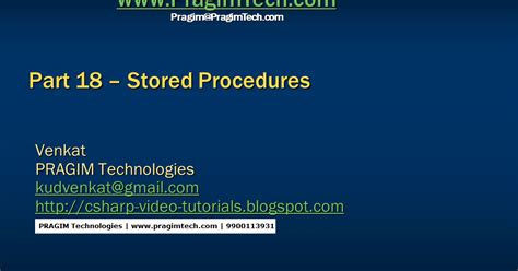 Sql Server Net And C Video Tutorial Part Stored Procedures