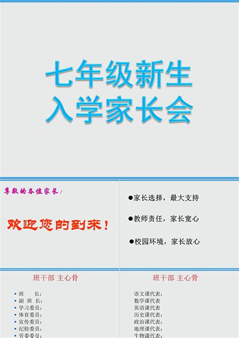 七年级新生入学家长会课件ppt卡卡办公