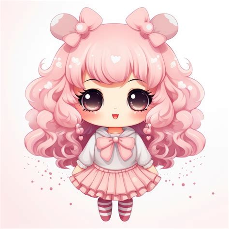 Premium Photo Kawaii Girl Clipart Full Body White Background