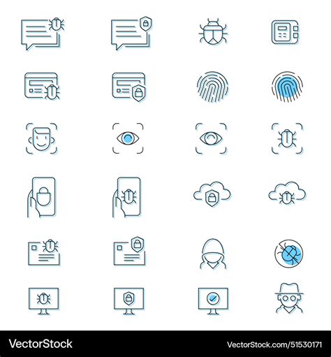 Set Of Line Art Cyber Security Icons Royalty Free Vector