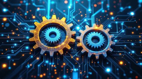 Interconnected Gears And Circuitry Symbolizing Synergy Between Technology And Business Processes