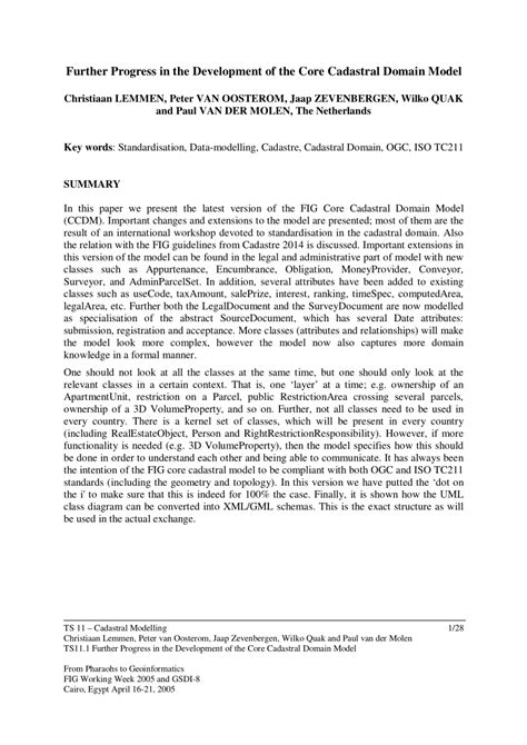pdf further progress in the development of a core cadastral domain model