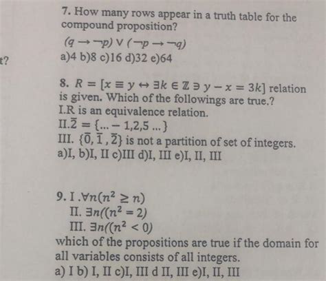 solved 7 how many rows appear in a truth table for the