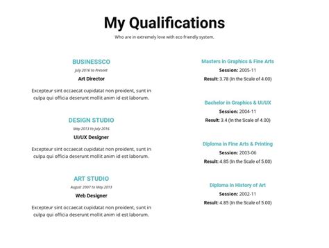 Summary Of Qualifications Template By Nicepage