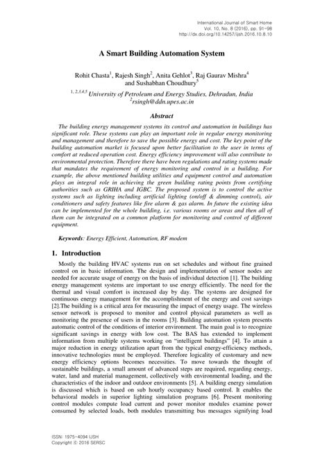 Pdf A Smart Building Automation System