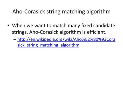 aho corasick string matching algorithm ppt