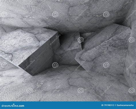 Abstract Geometric Architecture Concrete Blocks Construction Ba Stock Illustration