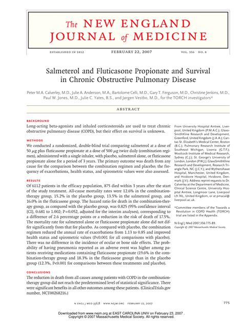 Pdf Salmeterol And Fluticasone Propionate And Survival In Chronic Obstructive Pulmonary Disease