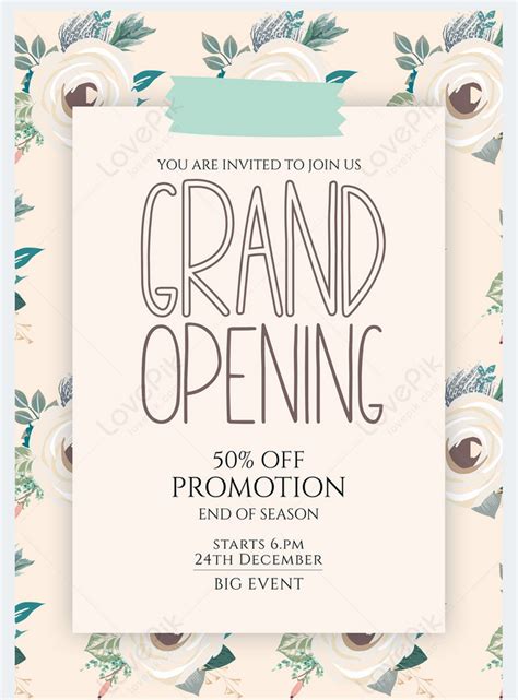 만화 꽃 그랜드 오프닝 전단지 이미지 사진 466680873 무료 다운로드