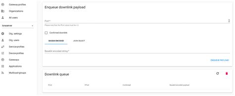 how to activate downlink gui in chirpstack app server chirpstack