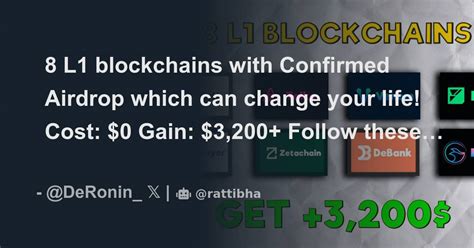8 L1 Blockchains With Confirmed Airdrop Which Can Change Your Life Cost 0 Gain 3 200