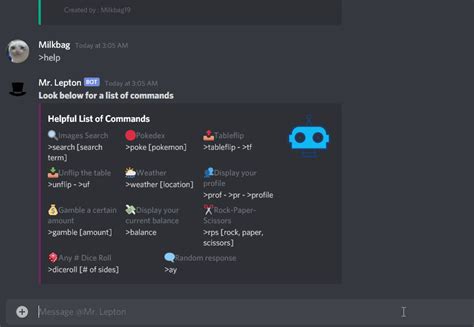 github milkbag19 mr lepton a general purpose discord bot that is