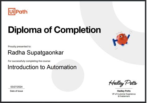 Radha Supatgaonkar On Linkedin Uipath Rpa Certification Automation