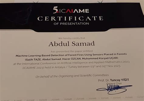 Abdul Samad On Linkedin Machinelearning Forestfiredetection Iciaiame Antalya