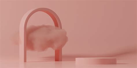 3d 구름 진정 산호 연단 또는 포장 프리젠테이션 및 화장품을 위한 무대 모형 스탠드 제품 장면 배경입니다 3d 연단 무대 그림