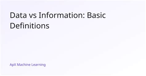 Data Vs Information Basic Definitions