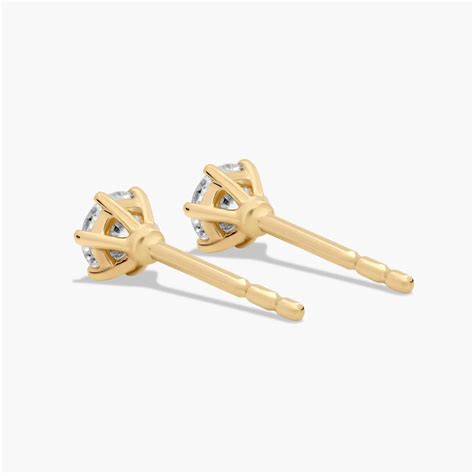 14k Yellow Gold Six Prong Lab Grown Diamond Stud Earring 025 Ctw F