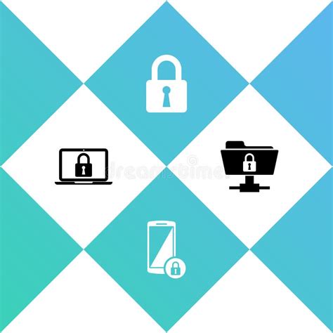Set Laptop And Lock Smartphone With Lock And Ftp Folder Icon Vector Stock Vector