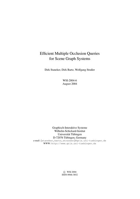Pdf Efficient Multiple Occlusion Queries For Scene Graph Systems