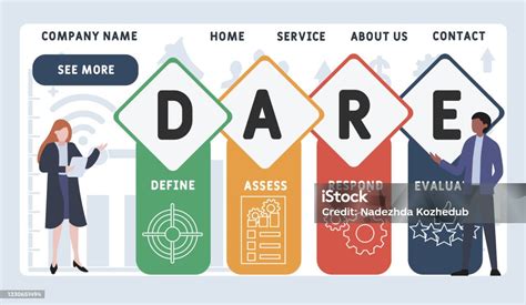 Vector Website Design Template Dare Define Assess Respond Evaluate Acronym Stock Illustration
