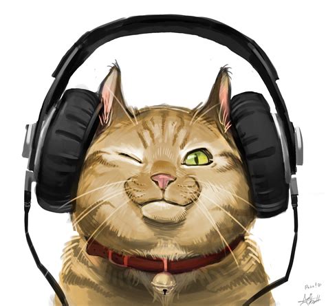 Кот в наушниках арт - фото и картинки abrakadabra.fun