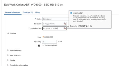 How Start Date And Completion Date Calculated In Work Order — Cloud