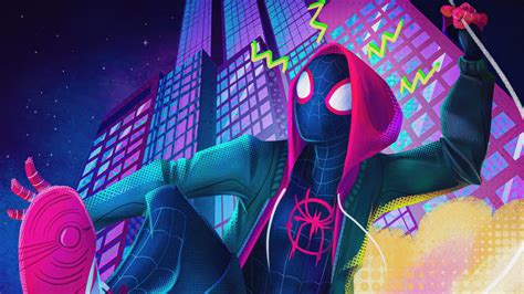 Neon Miles Morales — Spider‑verse 4k Ultra Hd Wallpaper 3840x2160