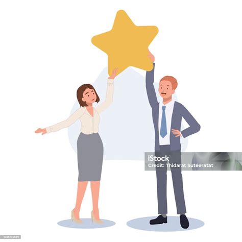 사업가 중 두 명이 별에 도달했습니다 팀워크 목표 포부 경쟁 개념 벡터 일러스트 레이 션 닿음에 대한 스톡 벡터 아트 및 기타 이미지 Istock