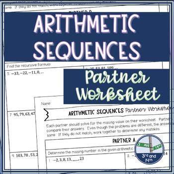 Arithmetic Sequences Partner Problems Activity By Rd And Th TPT
