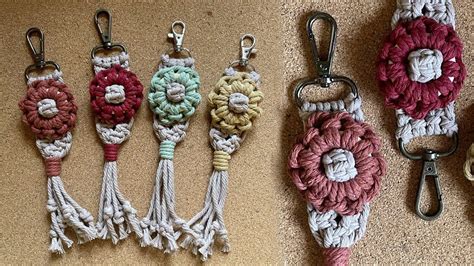 How To Make DIY Macrame Flower Charms Keychain Tutorial Step By Step How To Make Diy