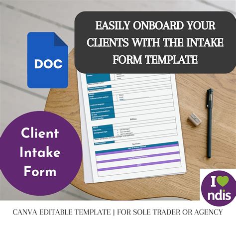 Ndis Client Intake Form Word Participant Template Onboarding Editable Document Instant Download
