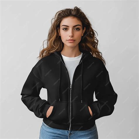 A Woman Wearing A Black Jacket That Says Quot She Is Wearing A Black Jacket Quot Premium Ai