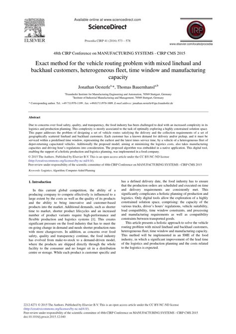 pdf exact method for the vehicle routing problem with mixed linehaul