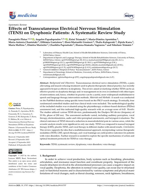 Effects Of Transcutaneous Electrical Nervous Stimulation Tens On Dysphonic Patients A