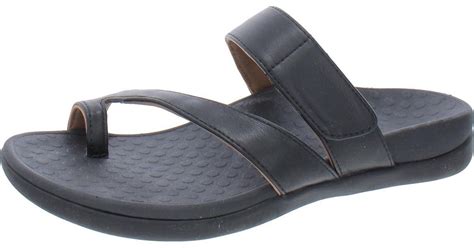 Vionic Morgan Faux Leather Toe Loop Slide Sandals In Blue Lyst