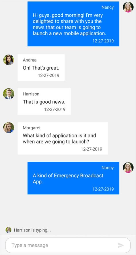 Typing Indicator In Xamarin Chat Control Syncfusion