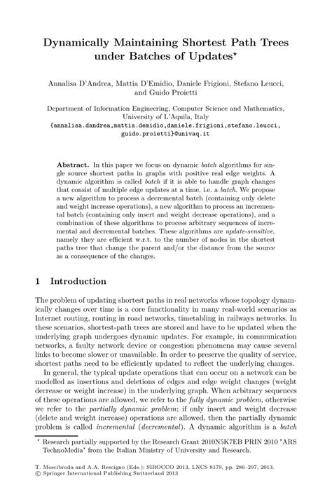 Pdf Dynamically Maintaining Shortest Path Trees Under Batches Of Updates