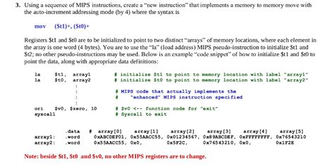 3 using a sequence of mips instructions create a