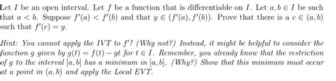 Solved Let I Be An Open Interval Let F Be A Function That