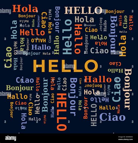 Word Cloud Hello In Different Languages 5 Languages On Dark