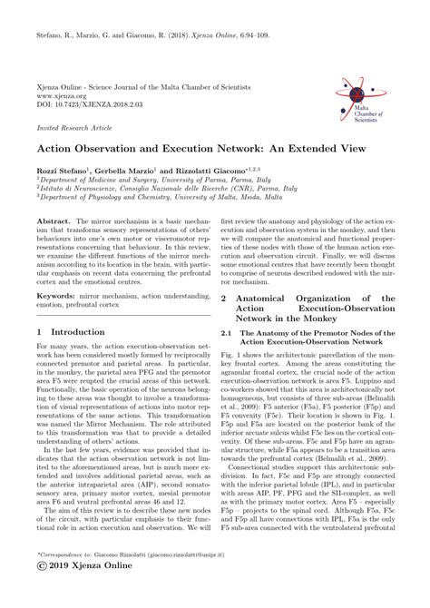 [pdf] action observation and execution network an extended view