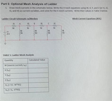 Solved Part 2 Mesh Analysis Of Wheatstone Bridge Circuit 1
