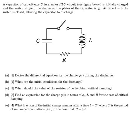 Solved A Capacitor Of Capacitance C In A Series RLC Circuit Chegg
